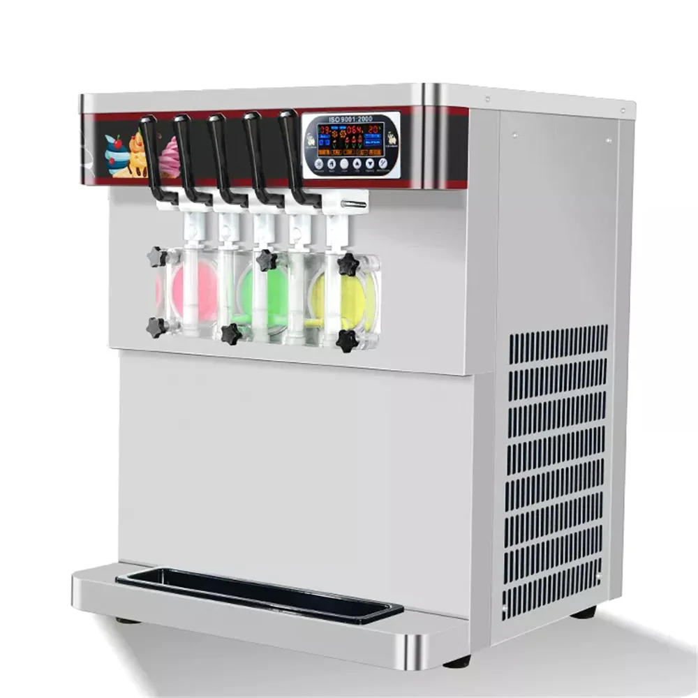 5 Flavors 110 V 60 Hz Color Rainbow Soft Serve Ice Cream Making Machine ...