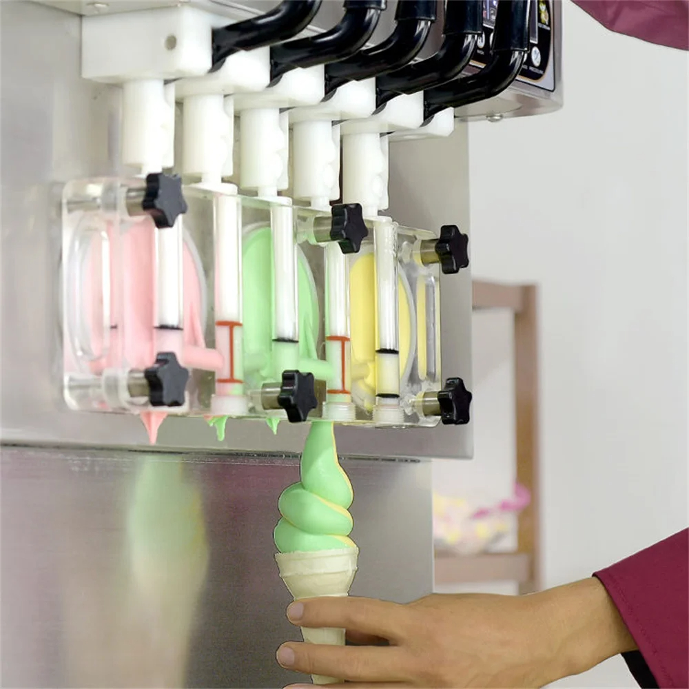 5 Flavors 110 V 60 Hz Color Rainbow Soft Serve Ice Cream Making Machine ...