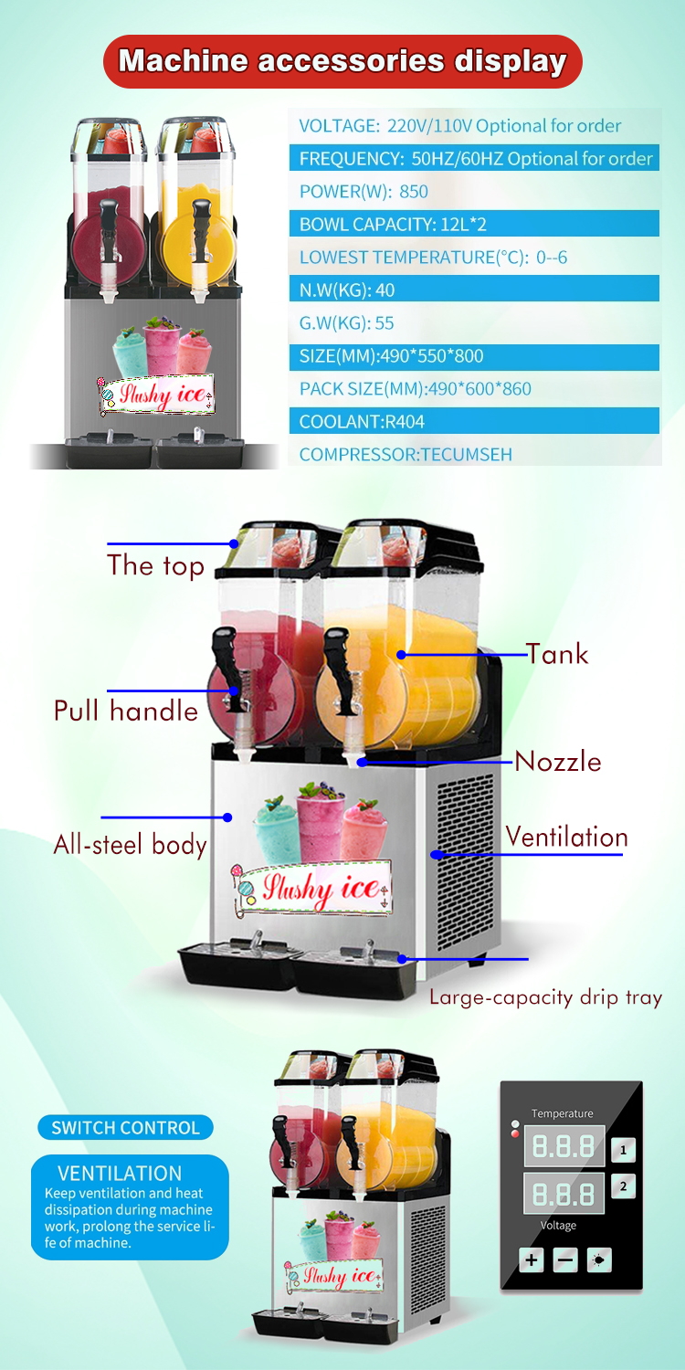 Commercial 2 bowl 3 bowl 110V 60HZ Slush Machine Industrial Slush ...