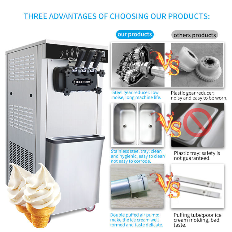 Food Soft Ice Cream Machine Pre-cooling With Casters 18-22L Homemade ...