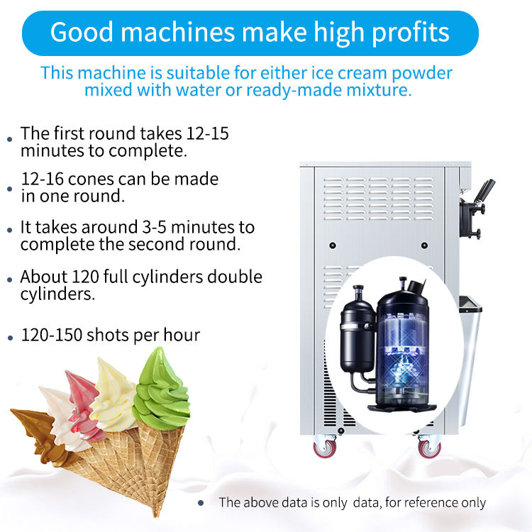 Food Soft Ice Cream Machine Pre-cooling With Casters 18-22L Homemade ...