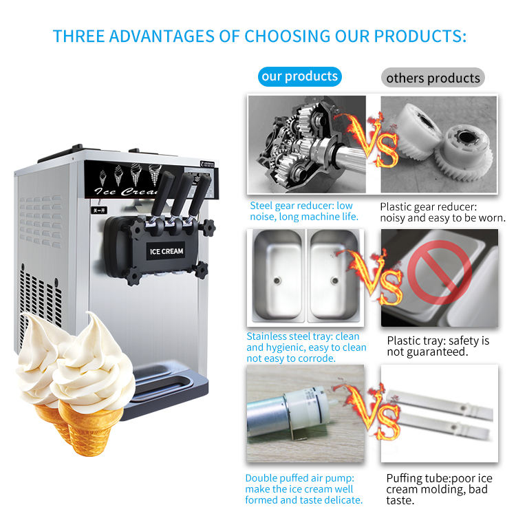 Wholesale Ice Cream Machines Commercial Soft Ice Cream Machine 3 Flavor ...